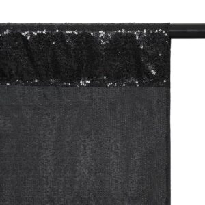 Poise3EHome 6Ft x 8Ft Black Sequin Backdrop, Glitter Thick Satin Background Drapes, Sparkly Opaque Photography Curtain, Sequence Xmas Thanksgiving Backdrop for Wedding Party Holiday Festival Decor