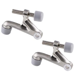 triumph hardware 2 pack hinge pin door stopper,adjustable heavy duty door stopper 2-3/8"x15/16”,brushed satin nickel,with black rubber bumper tips