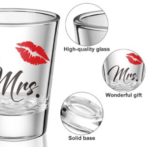 2 Pieces Mr and Mrs Shot Glasses 2 Oz Gold Wedding Party Wine Glasses Engagement Anniversary Bridal Shower Glass Couple Wine Glass for Newlyweds and Couples (Charming Style)