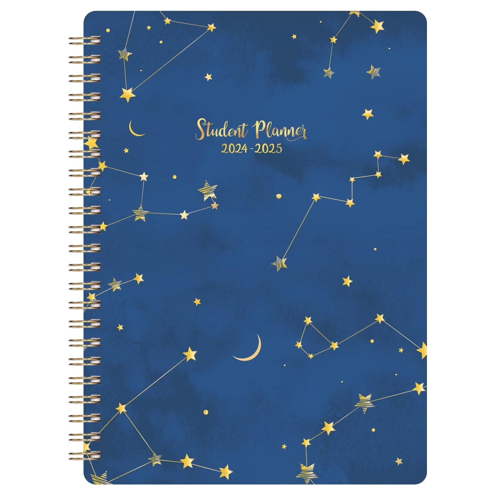 Student Planner 2024-2025 - School Planner, JUL 2024 - JUN 2025, 6.3" x 8.4", Monthly Weekly Planner/Agenda, Thick Paper + Holidays + 3-Hole Punched + Twin-Wire Binding, Stickers, Blue