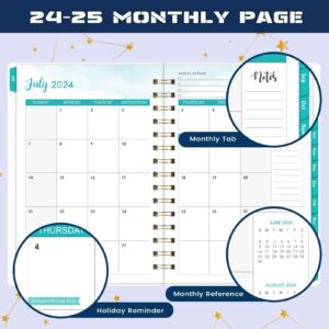 Student Planner 2024-2025 - School Planner, JUL 2024 - JUN 2025, 6.3" x 8.4", Monthly Weekly Planner/Agenda, Thick Paper + Holidays + 3-Hole Punched + Twin-Wire Binding, Stickers, Blue