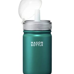 Mason Bottle Stainless Steel Mason Bottle Straw Cup, Light-Weight, Single-Wall - Includes 1 Stainless Steel Mason Jar, 1 Ring & Cap, 1 Straw Top (Green)