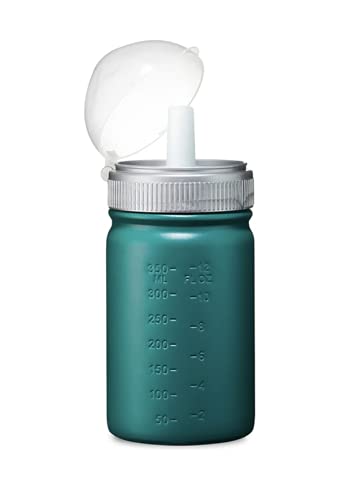 Mason Bottle Stainless Steel Mason Bottle Straw Cup, Light-Weight, Single-Wall - Includes 1 Stainless Steel Mason Jar, 1 Ring & Cap, 1 Straw Top (Green)