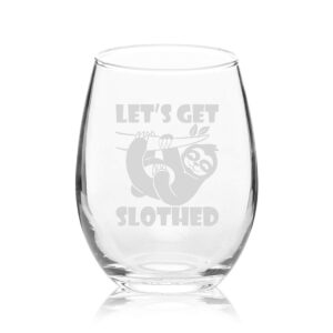 Veracco Let's Get Slothed Stemless Wine Glass Funny Birthday Gift For Someone Who Loves Drinking Bachelor Party Favors (Clear, Glass)