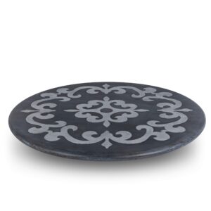 Gray-washed metal-inlay lazy susan