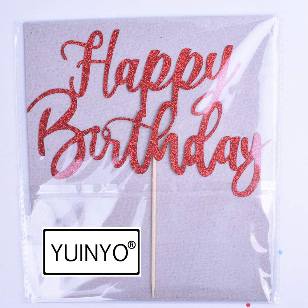 YUINYO Handmade Glitter happy birthday Cake Topper, Happy Birthday Cake Bunting Decor,Birthday Party Decoration Supplies (Purple)