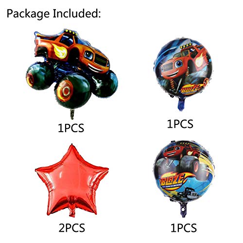 5PCS Blaze and The Monster Machine Balloons Foil balloon For Kids Birthday Party Monster Truck Cars Party Decorations