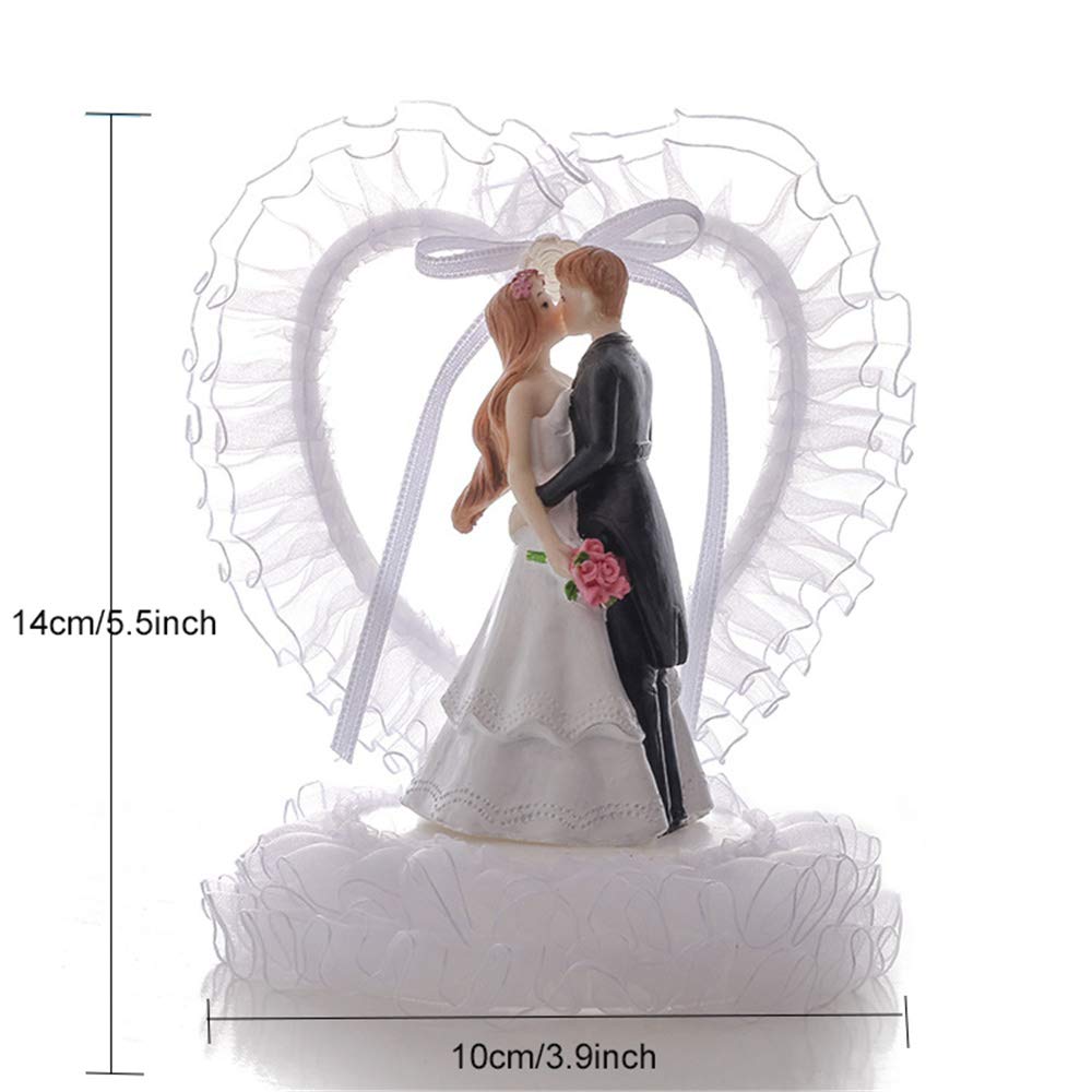 FULCLOUD 5.5inch Wedding Cake Toppers ,Romantic Bride Groom Love Cake Topper Figurines Resin Doll Ornaments ,Fun Cake Topper for Engagement Wedding Anniversary Decorations Gifts