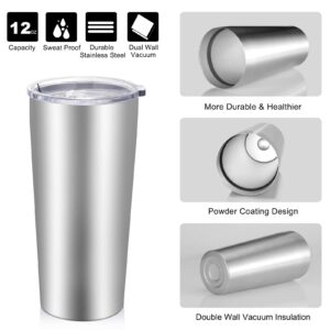 VEGOND 20oz Tumbler Bulk with Lid and Straw 12 Pack, Stainless Steel Vacuum Insulated Tumbler, Double Wall Coffee Cup Travel Mug, Stainless Steel