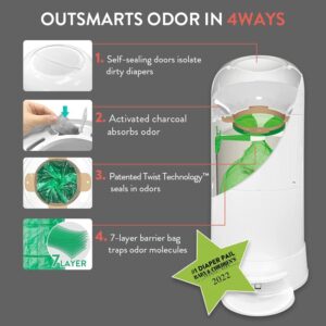 Prince Lionheart MY TWIST’R™ Diaper Disposal System | Outsmart Odors| Drop – Step - Done® | Easy to use | Designed to Last | High Capacity Bags | Personalize to Match Nursery