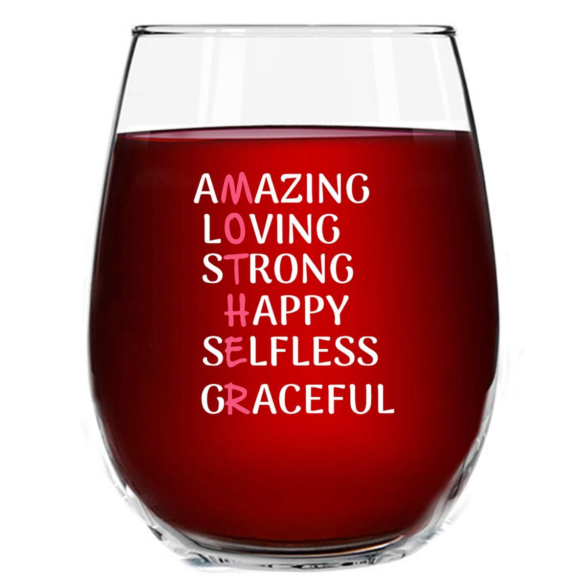 Mother Wine Glass with Affectionate, Loving Words- Best Mom Wine Glass Gift- Gag Mother’s Day Gift- Funny Birthday Present for Mom From Daughter, Son or Friends- Gift Idea for New Mom- USA Made