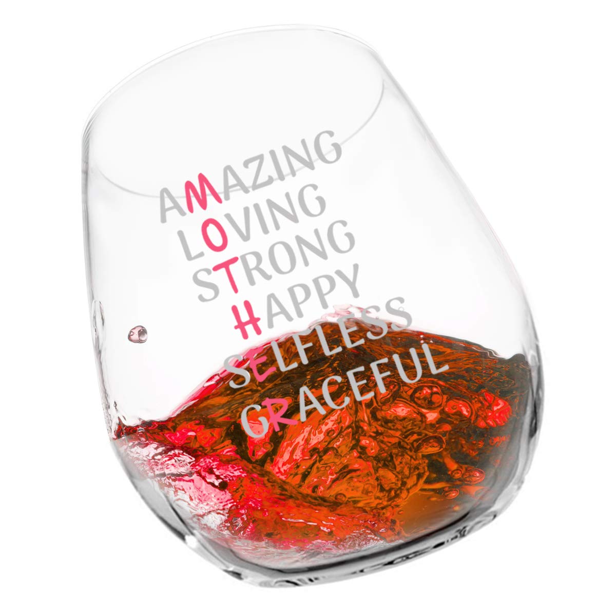 Mother Wine Glass with Affectionate, Loving Words- Best Mom Wine Glass Gift- Gag Mother’s Day Gift- Funny Birthday Present for Mom From Daughter, Son or Friends- Gift Idea for New Mom- USA Made