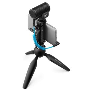 sennheiser pro audio sennheiser professional mke 200 + mobile kit, directional on-camera microphone with smartphone clamp & manfrotto pixi mini tripod, 509256, black