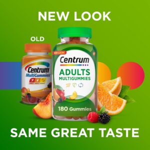 Centrum MultiGummies Gummy Multivitamin for Adults, Multivitamin/Multimineral Supplement with Vitamins D, B and E, Assorted Fruit Flavor - 180 Count