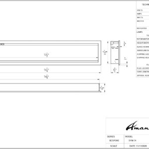 Amantii SYM-74-BESPOKE Symmetry Series Bespoke 74-Inch Built-in Electric Fireplace with Remote, Birch Log Media, Black Steel Surround