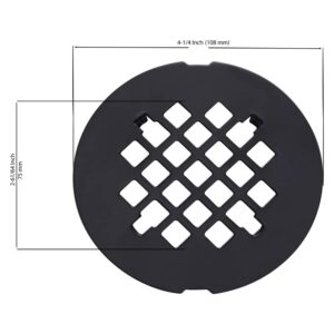 Shower Drain Cover, Brass Construction, 4-1/4 inches Outside Diameter (Matte Black)