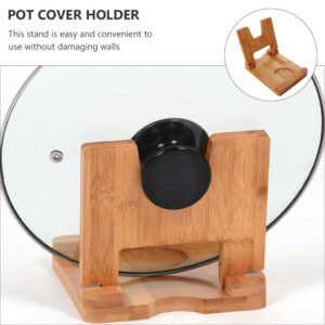 Bamboo Pot Lid Holder Bamboo Pan Lids Holder Counter Top Pot Lid Holder Pan Lid Rest Cover Organizer Kitchen Utensil Stand Kitchen Accessories Pan Lid Holder