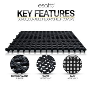 Esatto 6 Pack Interlocking Shelf Mats 12″, Black – for Spills, Clean Bars, Stain Protection, and an Anti-Slip Surface