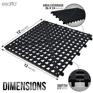 Esatto 6 Pack Interlocking Shelf Mats 12″, Black – for Spills, Clean Bars, Stain Protection, and an Anti-Slip Surface