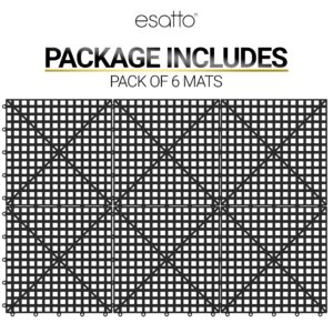 Esatto 6 Pack Interlocking Shelf Mats 12″, Black – for Spills, Clean Bars, Stain Protection, and an Anti-Slip Surface