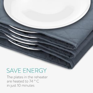 Navaris Electric Plate Warmer - 10 Plate Blanket Heater Pockets for Warming Dinner Plates to 165 Degrees in 10 Minutes - Thin Folding Design - Gray