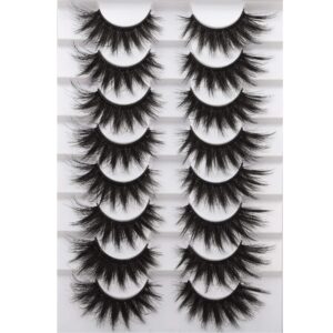 false eyelashes fluffy mink lashes 20mm long false lashes 9d cat-eye volume faux mink lashes pack 8 pairs by fanxiton