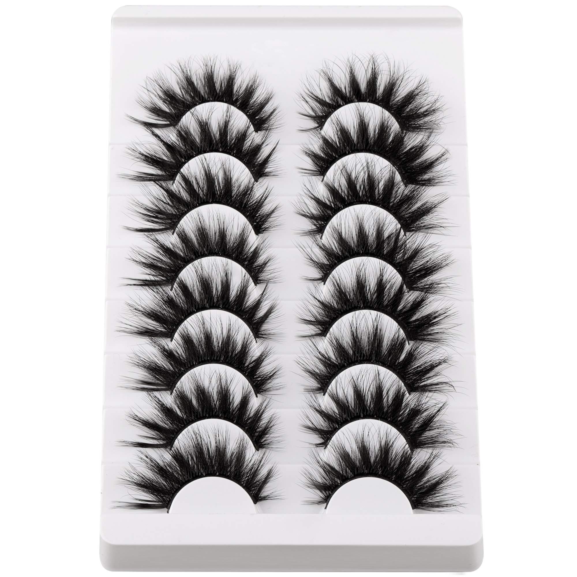 False Eyelashes Fluffy Mink Lashes 20MM Long False Lashes 9D Cat-eye Volume Faux Mink Lashes Pack 8 Pairs by FANXITON