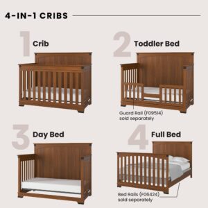 Child Craft Redmond Full Panel 4-in-1 Convertible Crib, Baby Crib Converts to Day Bed, Toddler Bed and Full Size Bed, 3 Adjustable Mattress Positions, Non-Toxic, Baby Safe Finish (Coach Cherry)