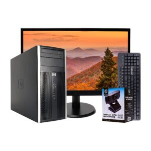 hp 6200 desktop tower, intel core i7 quad core, 16gb ram, 500gb ssd, dvd, wi-fi, windows 10 pro, periphio wireless keyboard, periphio 1080p webcam, 23.6-inch monitor, renewed