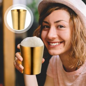 Cabilock Golden Drinking Cup Beer Water Wine Cup Stainless Steel Whisky Cup Shatterproof Drinking Cups Metal Drinking Glasses for Kids and Adults Gold 2