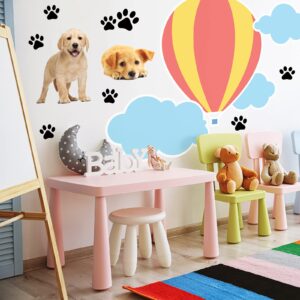 109 Pieces Dogs and Paws Wall Decals Realistic 3D Dog Stickers Dog Prints Decals Paws Vinyl Wall Stickers for Kids Boy Girl Baby Bedroom Living Room Bathroom Home Wall DIY Decor