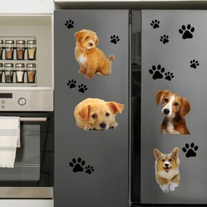 109 Pieces Dogs and Paws Wall Decals Realistic 3D Dog Stickers Dog Prints Decals Paws Vinyl Wall Stickers for Kids Boy Girl Baby Bedroom Living Room Bathroom Home Wall DIY Decor