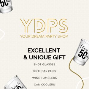 Cheers to 50 Years - 12 50th Birthday Shot Glasses - 1.75oz Black and Clear 50th Birthday Party Favors For Guests - 50th Birthday Decorations For Men or 50th Anniversary Party Favors