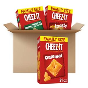 cheez-it cheese crackers, baked snack crackers, lunch snacks, family size, variety pack (3 boxes)