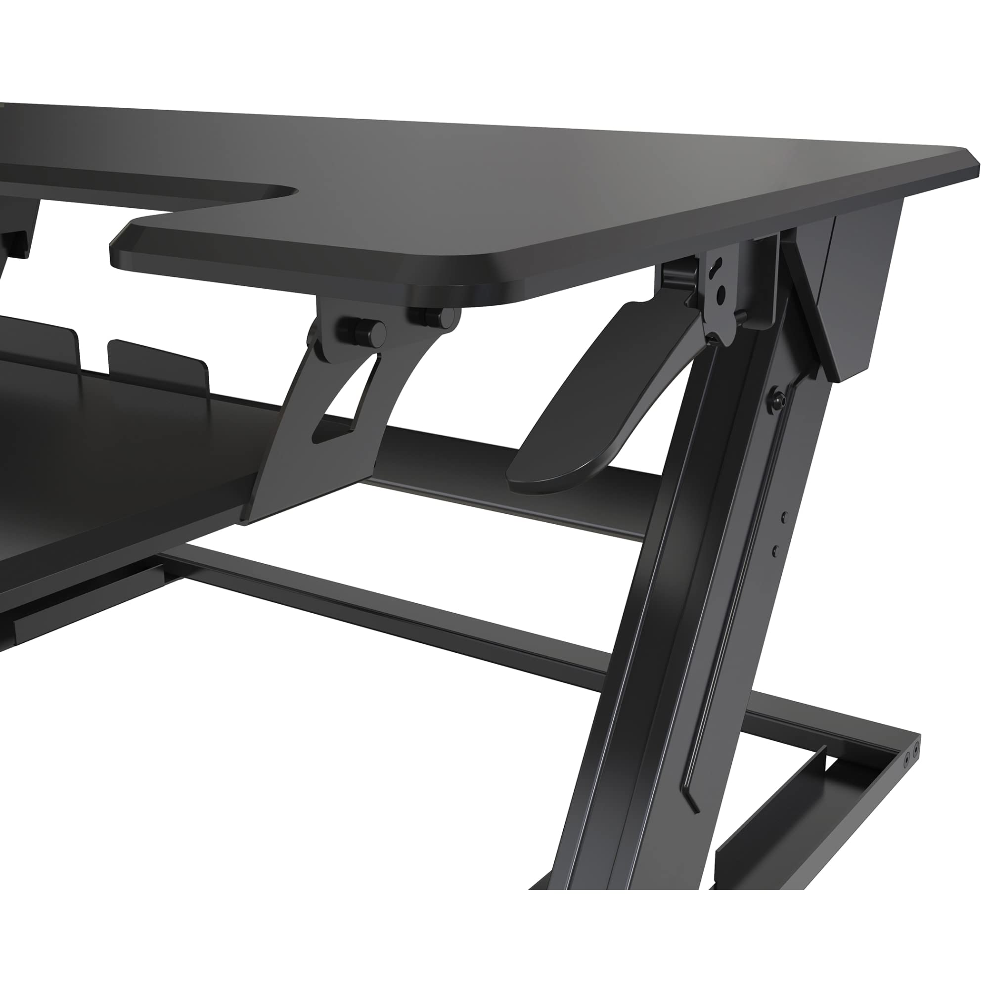 Realspace® P20 Standing Desk Converter With USB And Keyboard Tray, 19-3/10"H x 35-2/5"W x 23-1/5"D, Black