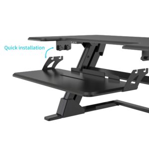 Realspace® P20 Standing Desk Converter With USB And Keyboard Tray, 19-3/10"H x 35-2/5"W x 23-1/5"D, Black