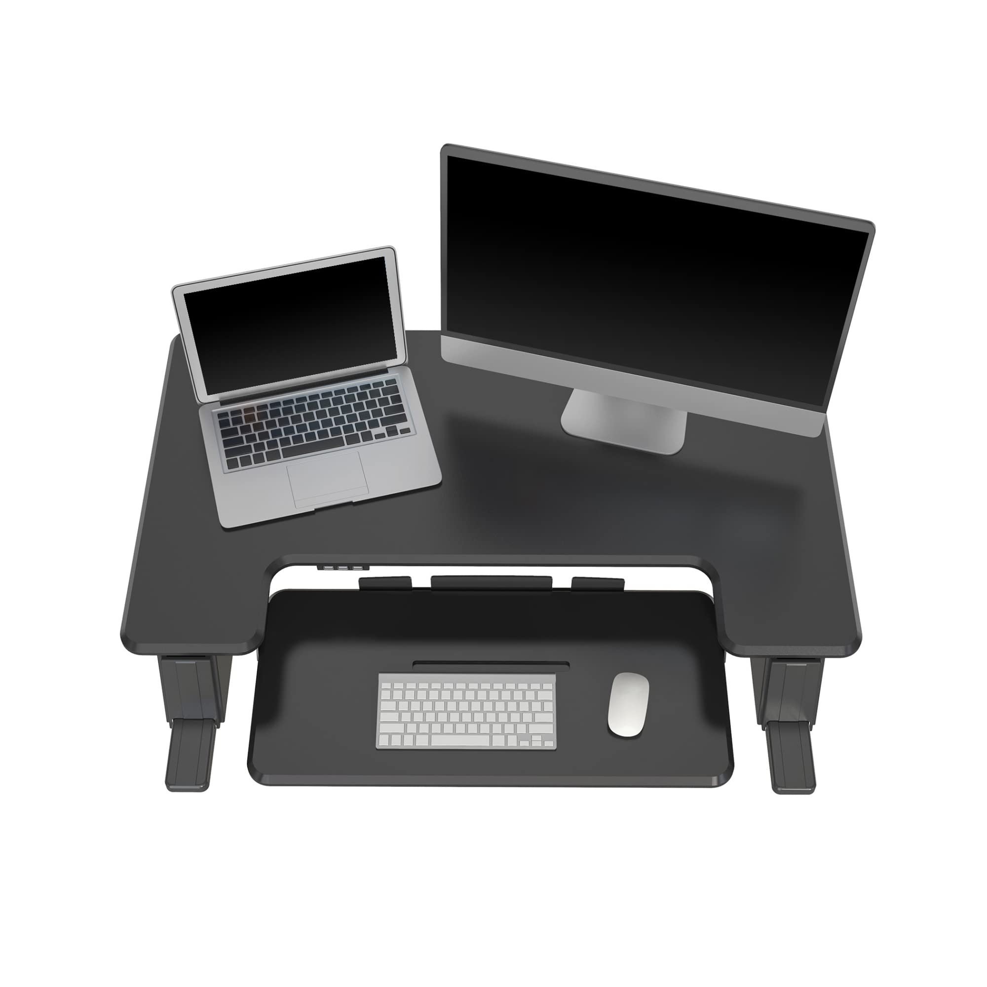 Realspace® P20 Standing Desk Converter With USB And Keyboard Tray, 19-3/10"H x 35-2/5"W x 23-1/5"D, Black