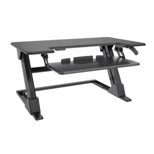 Realspace® P20 Standing Desk Converter With USB And Keyboard Tray, 19-3/10"H x 35-2/5"W x 23-1/5"D, Black