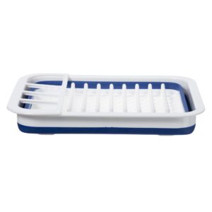 Oggi Collapsible Dish Drying Rack - Pop-up and collapse for easy storage. Color - Blue/White.