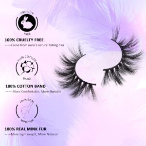 Kisslily 5 Pairs 20mm 3D Real Mink Eyelash Pack Fluffy False Eyelashes Extension Multi Pack Handmade Reusable Criss-cross Dramatic Thick Lash Pack（IM188）