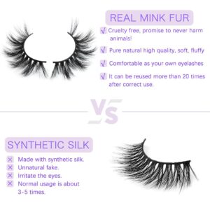 Kisslily 5 Pairs 20mm 3D Real Mink Eyelash Pack Fluffy False Eyelashes Extension Multi Pack Handmade Reusable Criss-cross Dramatic Thick Lash Pack（IM188）