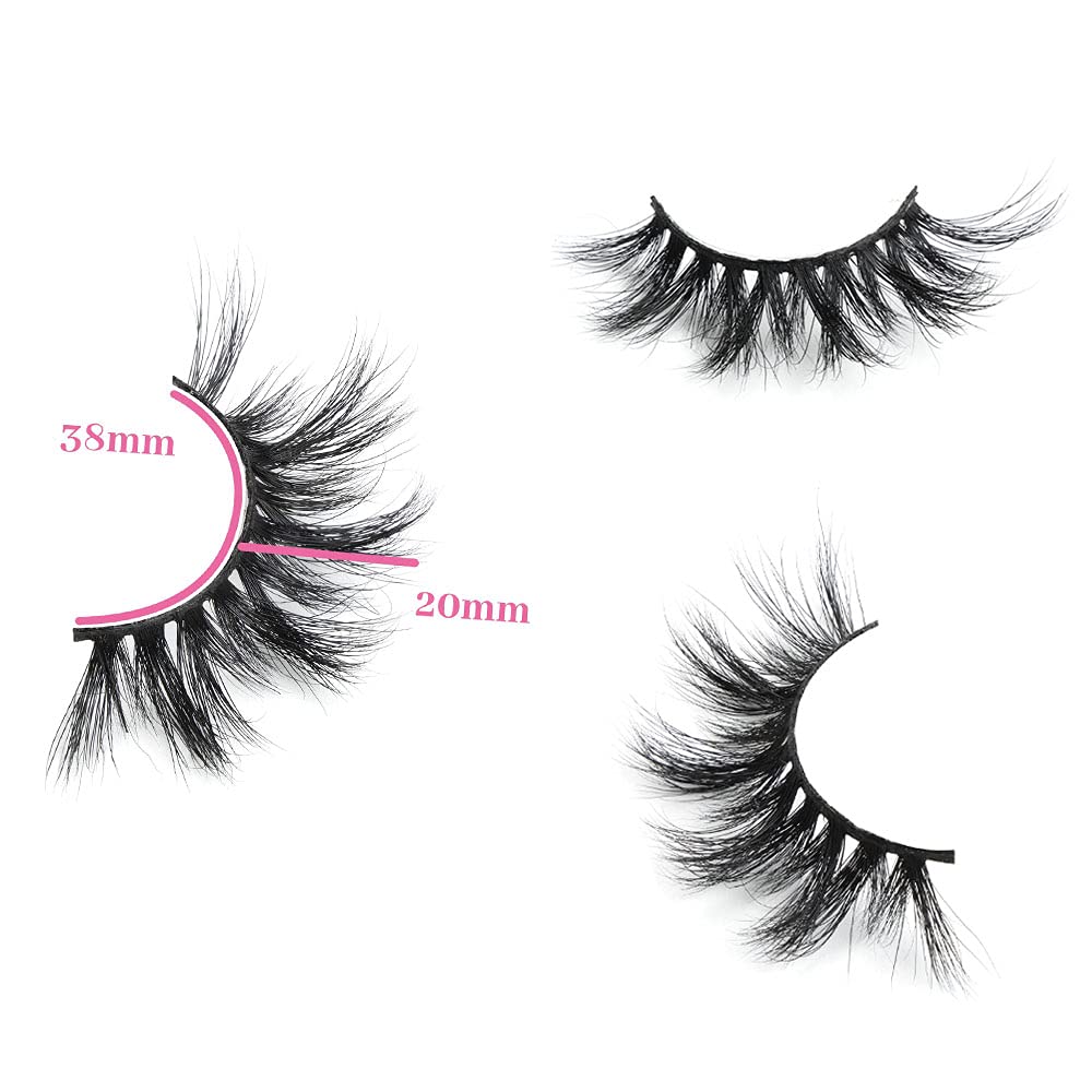 Kisslily 5 Pairs 20mm 3D Real Mink Eyelash Pack Fluffy False Eyelashes Extension Multi Pack Handmade Reusable Criss-cross Dramatic Thick Lash Pack（IM188）