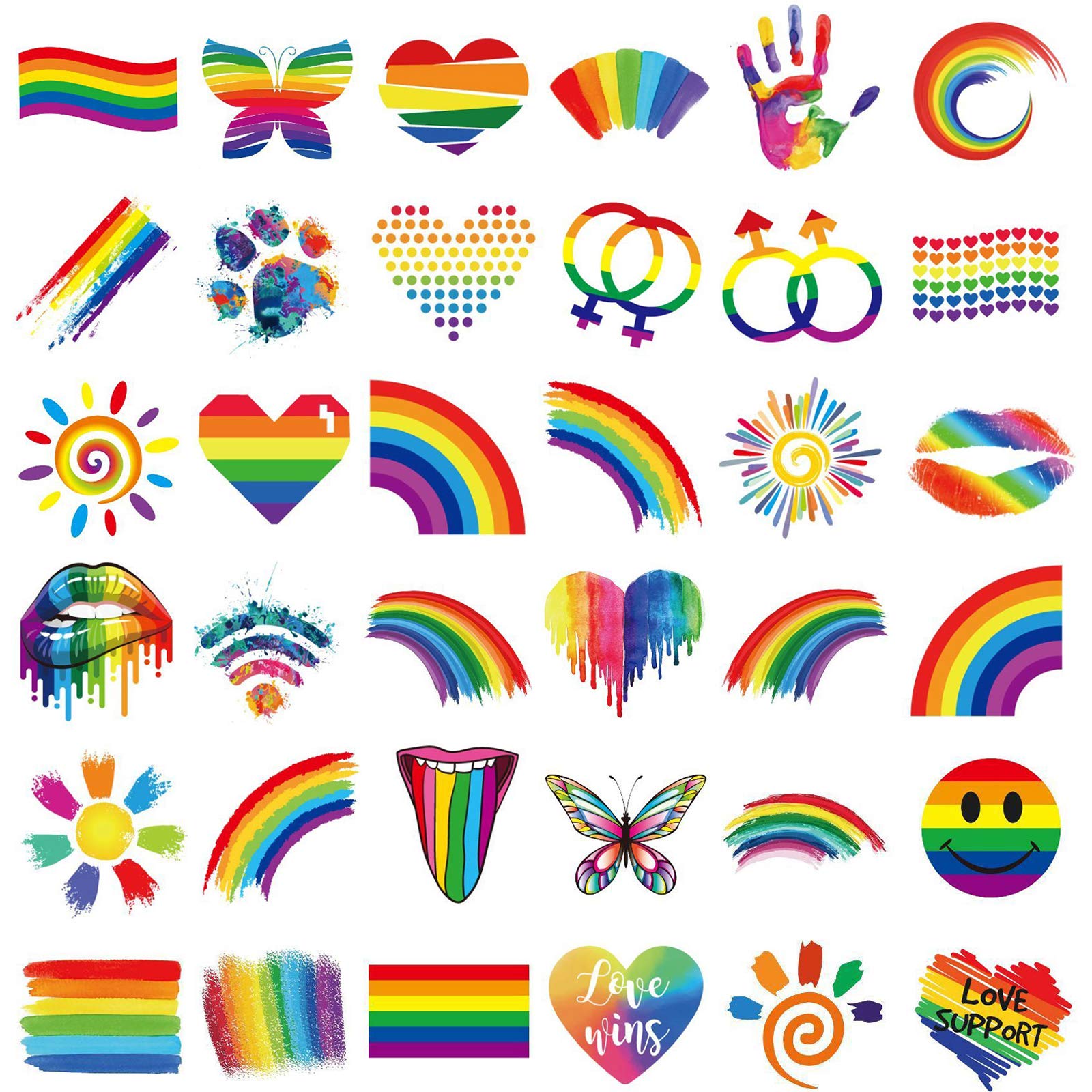 Ooopsiun 40 Sheets Rainbow Temporary Tattoos - Pride Tattoos Butterfly/Flower/Heart/Rainbow Tattoos for Pride Festivals (Rainbow 1)