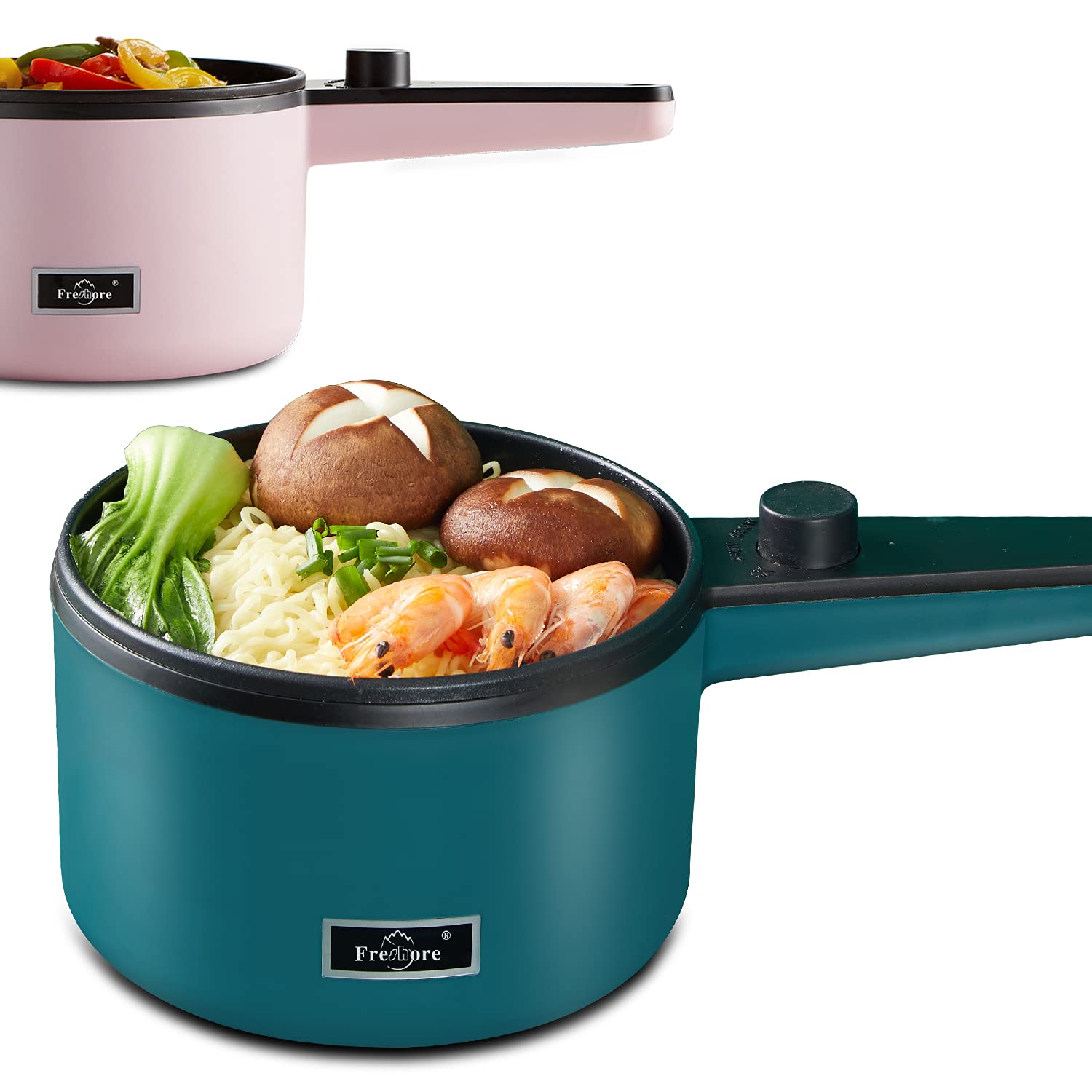 Freshore Electric Non-Stick 1.2L Mini Hot Pot Multifunctional Cooker with Temperature Control, Morandi Green