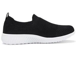 LANCROP Women's Walking Nurse Shoes - Mesh Slip on Comfortable Sneakers 7 US, Label 37.5 Black