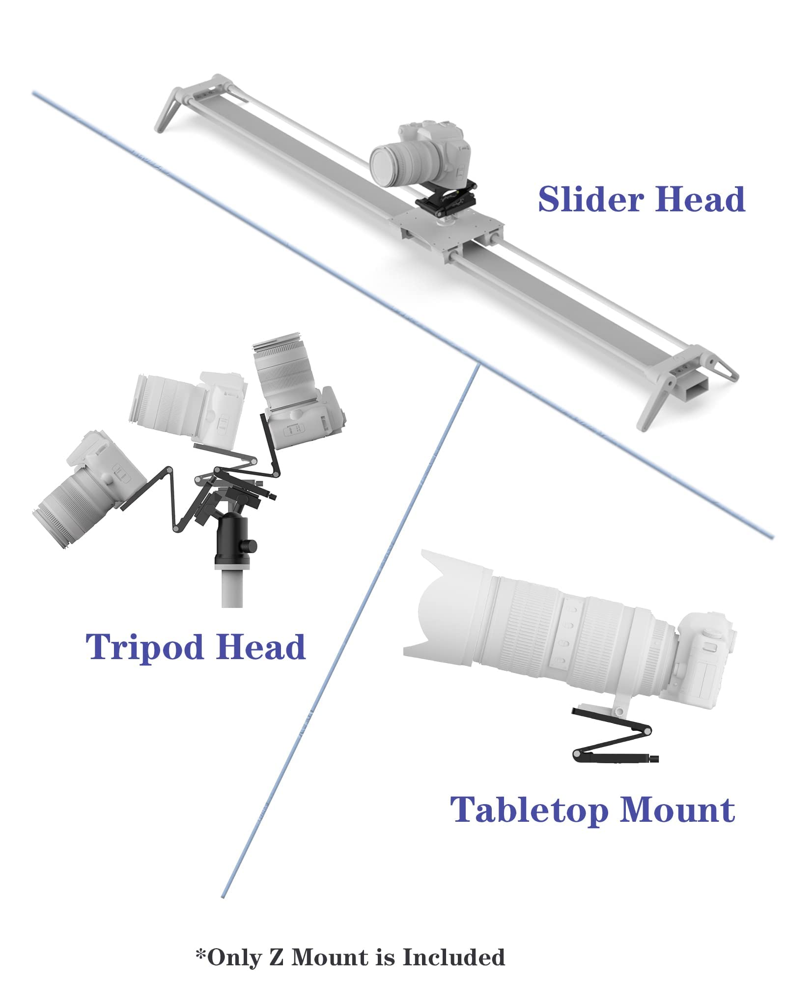 Z Flex Tilt Tripod Head - Flexible Angle Pan & Tilt Head/Universal Multiway Camera Tripod Connecting to Monopod Slider Rail Stabilizer Gimbal|Compact Folding Z Bracket Mount Fits Most DSLR Camera