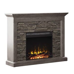 twin star home wall mantel electric fireplace, weathered gray