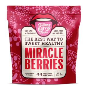 miracle berries by snozzberry farm | 44 berry halves | freeze-dried, grown in the usa | turn sour sweet | best value in the marketplace