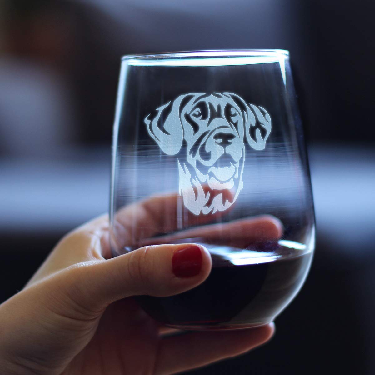 Great Dane Face Stemless Wine Glass - Cute Dog Themed Decor and Gifts for Moms & Dads of Great Danes - Large 17 Oz