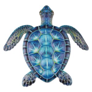 yiya metal sea turtle wall decor sea turtle wall art decor for home bedroom living room office garden fences aquarium ocean wall decoration, blue